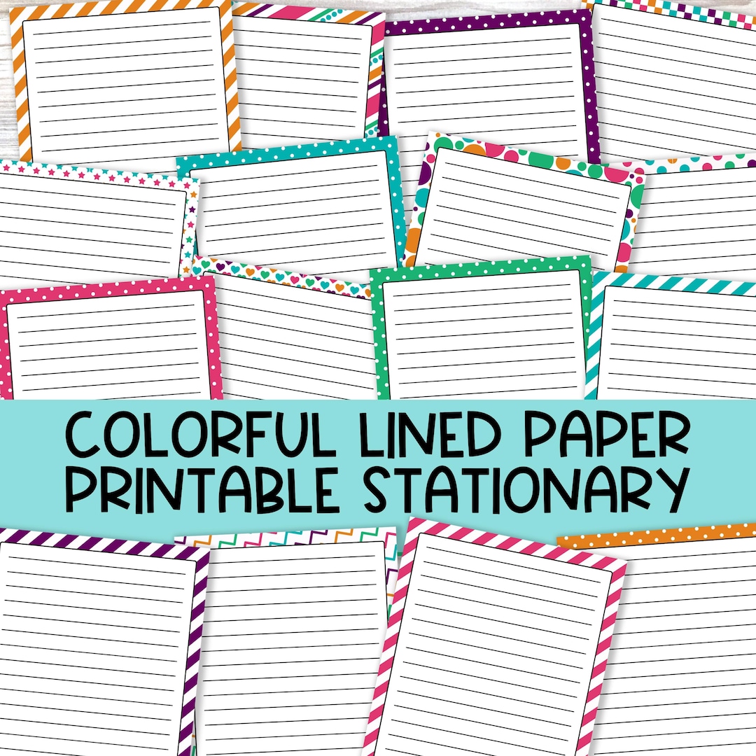 Colorful Stationary Set Fun Printable Lined Junk Letter Journal Pages ...