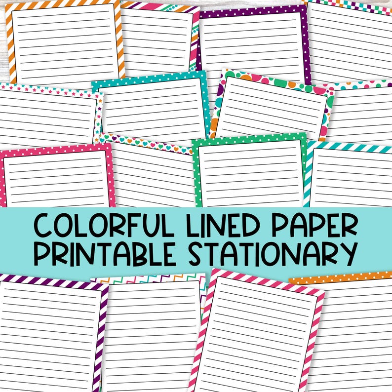 Colorful Stationary Set Fun Printable Lined Junk Letter Journal Pages ...