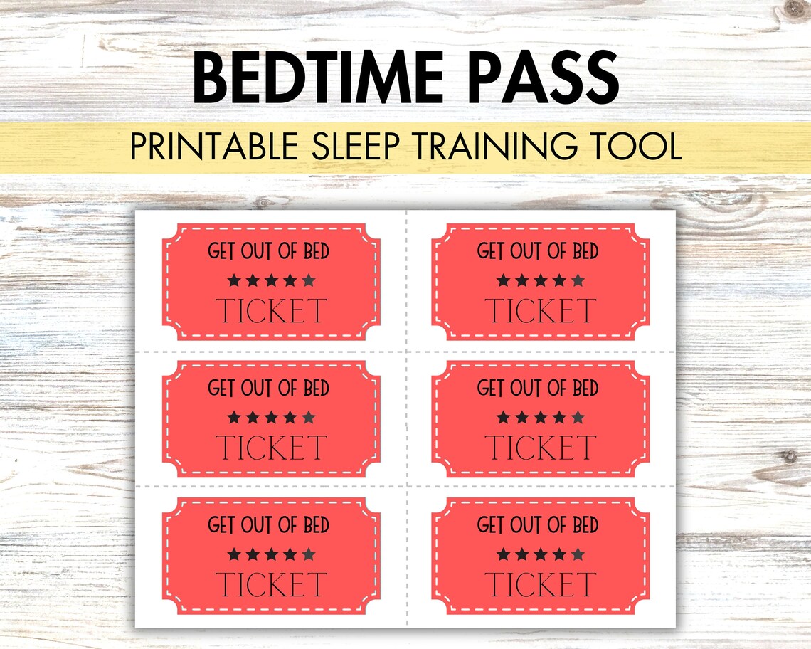 Bedtime Pass for Sleep Training Toddlers Printable Get Out of - Etsy