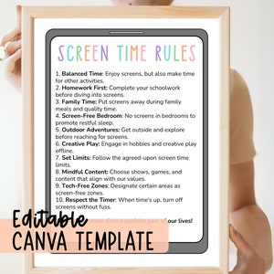 Screen Time Rules Editable Template, Screen Safety Rules Families and ...