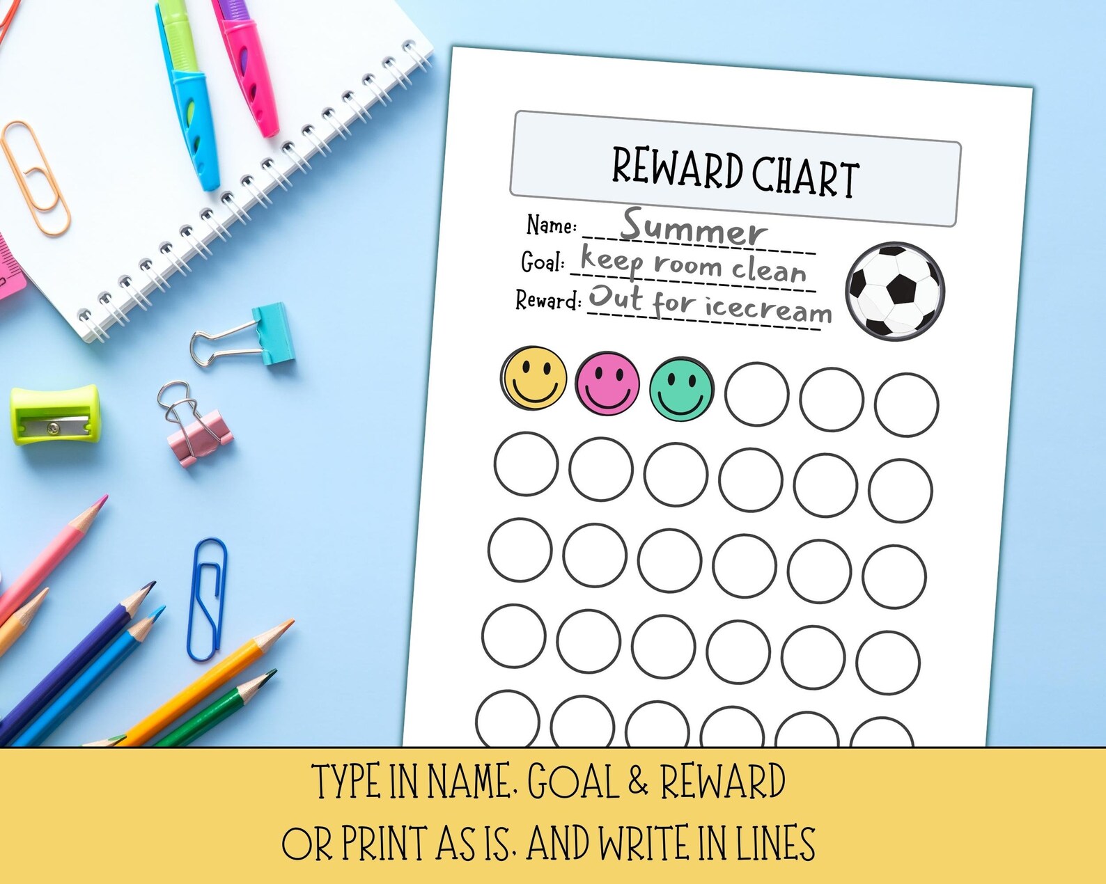 Editable Reward Chart for Kid Sticker Chart for Positive Behavior Teen ...