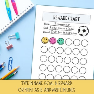 Editable Reward Chart for Kid Sticker Chart for Positive Behavior Teen ...