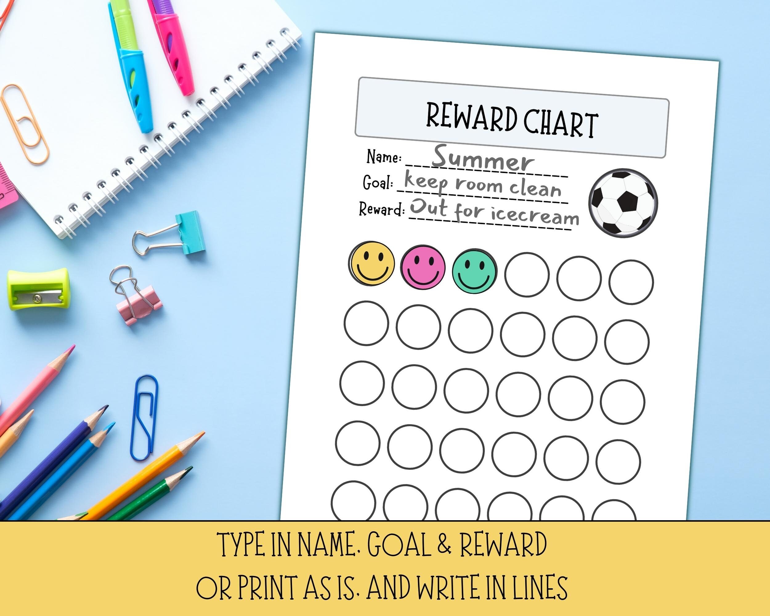 Editable Reward Chart for Kid Sticker Chart for Positive Behavior Teen ...