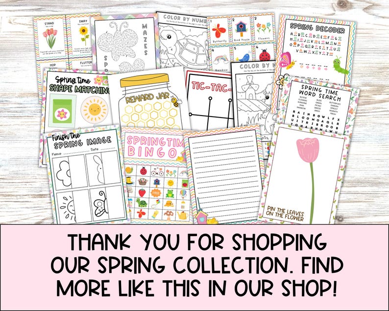 Spring Coloring Bundle, Coloring Puzzles, Bookmarks, by Number, Dot ...