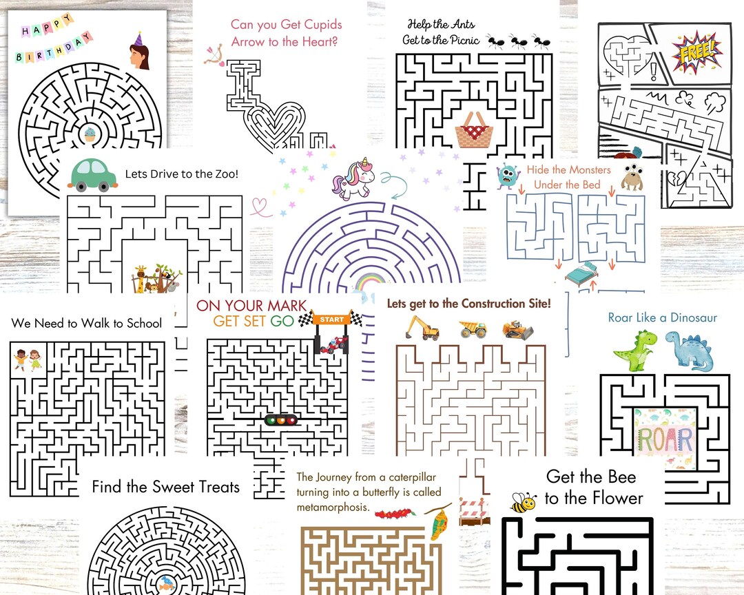 Mazes for Kids Puzzle Book Printable Activity Pages Learning Activity ...