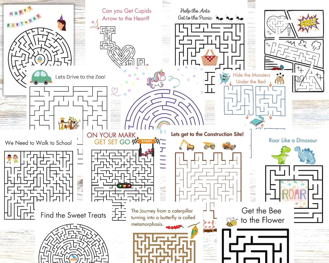 Mazes for Kids Puzzle Book Printable Activity Pages Learning Activity ...