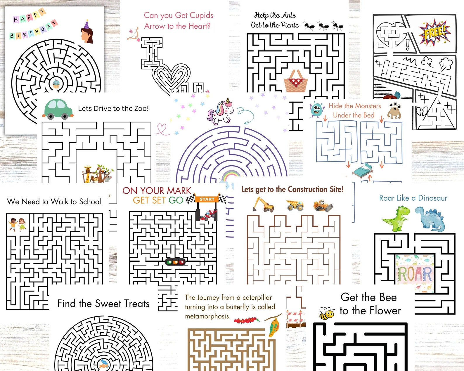 Mazes for Kids Puzzle Book Printable Activity Pages Learning Activity ...