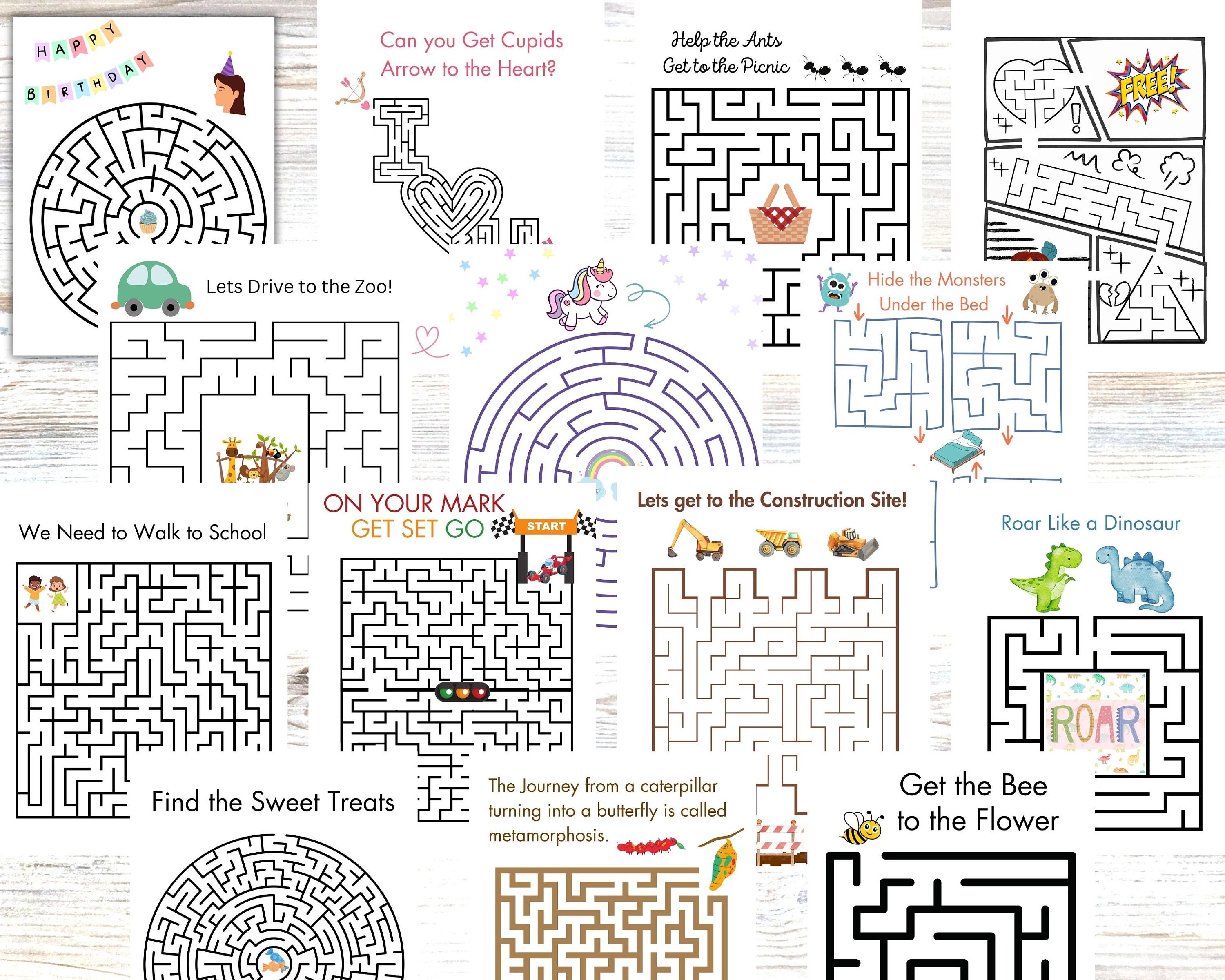 Mazes for Kids Puzzle Book Printable Activity Pages Learning Activity ...