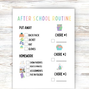 Visual Routine Charts for Kids Bedtime Routine Morning Schedule After ...