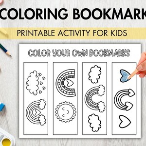 COLORING BOOKMARK SET, Birthday Party Favor, Rainbow & Sunshine ...