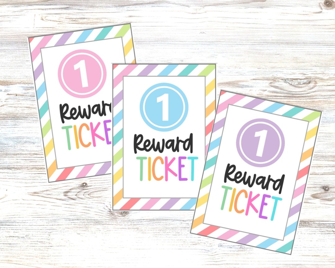 Reward Ticket for Kids Good Behavior, Printable Prize Box System ...