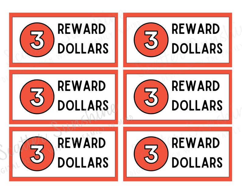 Reward Dollar Reward Money Good Behavior Reward System for - Etsy