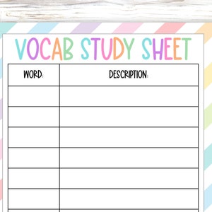 Spelling List Writing Practice Sheet, Bundle With Vocabulary Practice ...