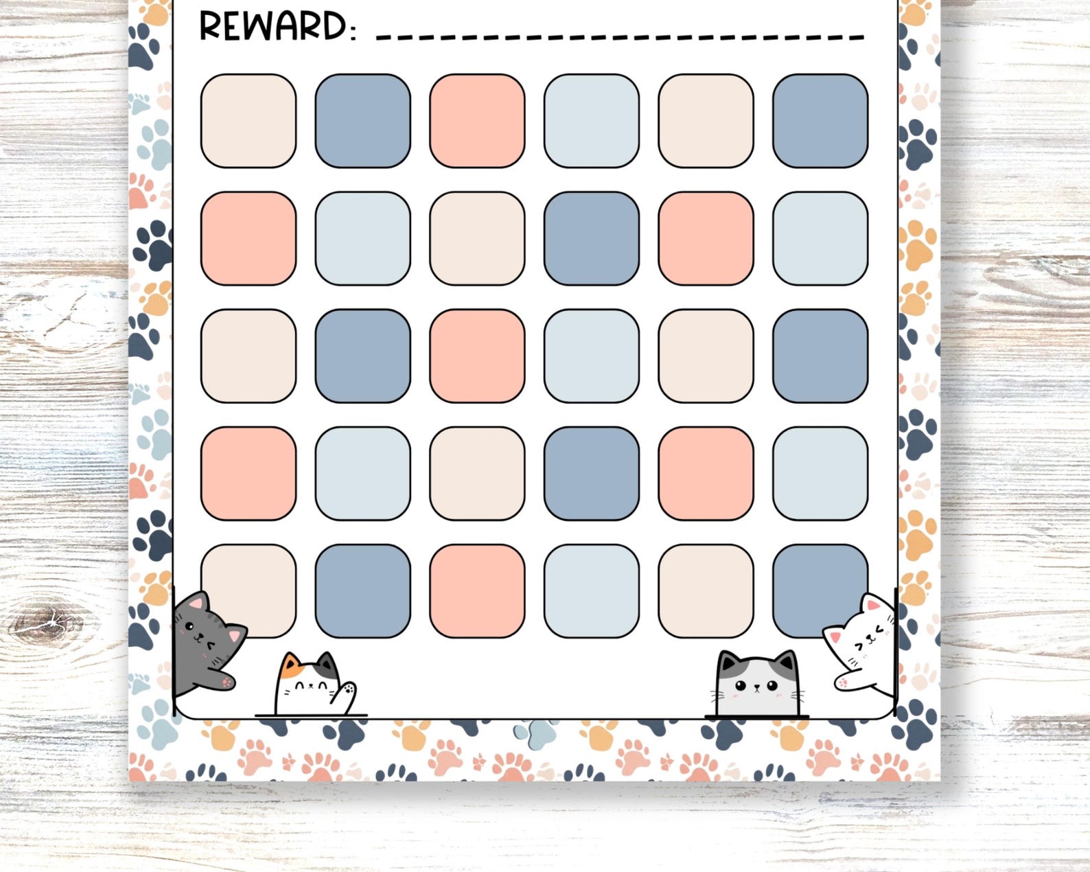 Printable Cat Reward Chart for Kids, Classroom Positive Behavior Reward ...