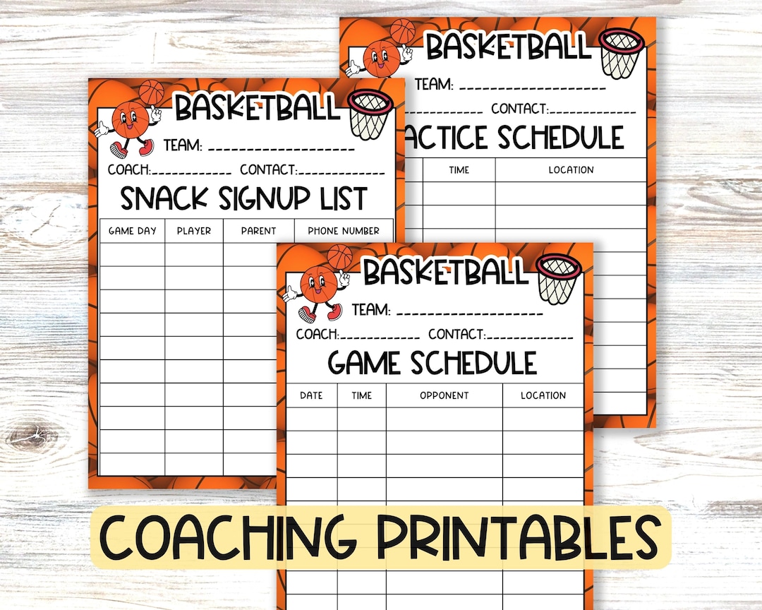 Basketball Coaching Bundle, Sport Practice & Game Day Schedule Poster ...