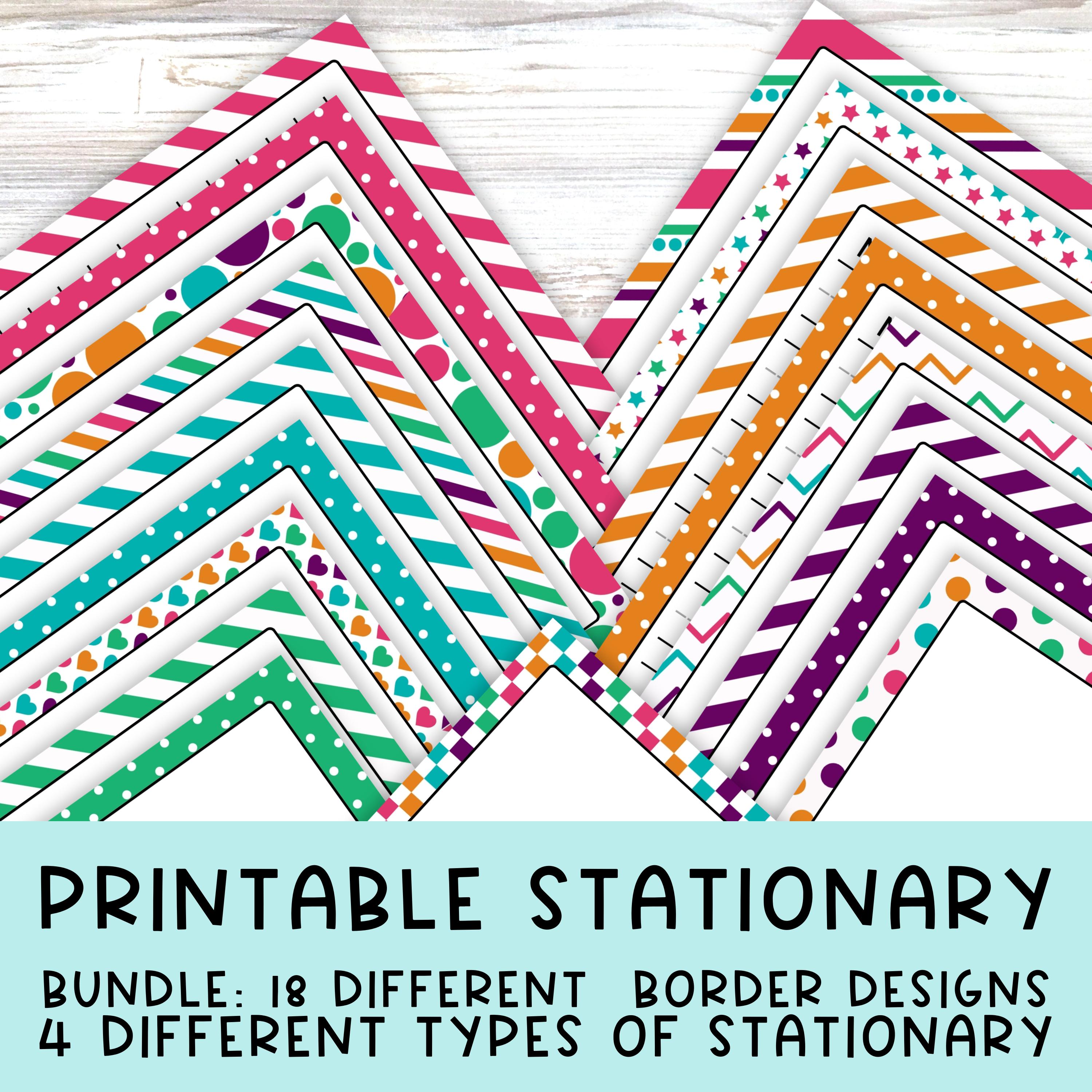 Colorful Stationary Set Fun Printable Lined Junk Letter Journal Pages ...