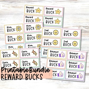Reward System Bundle Printable Reward Bucks, Good Behavior Chart ...