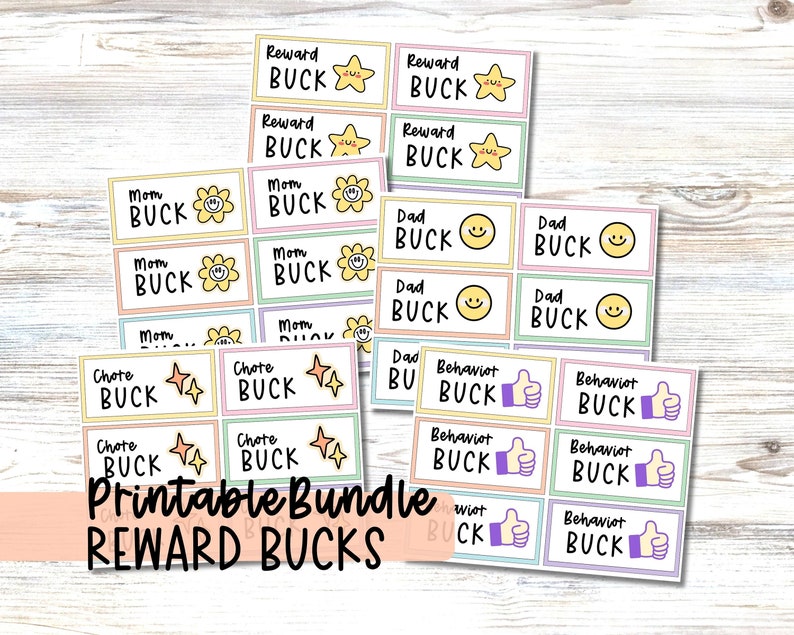 Reward System Bundle Printable Reward Bucks, Good Behavior Chart ...