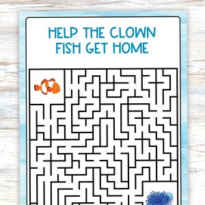 Sea Creatures Printable Mazes Set, Ocean Animal Under the Sea Birthday ...