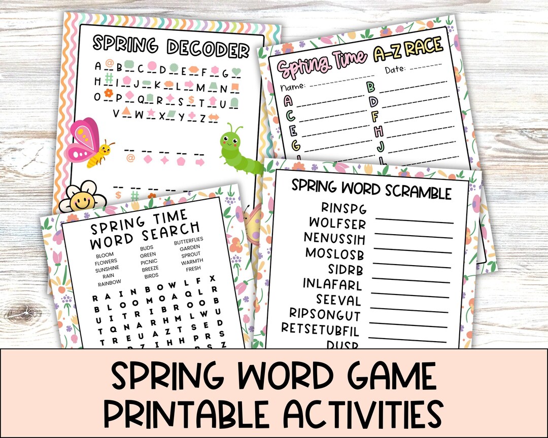 Spring Party Games and Word Activities, Word Scramble, Word Search ...