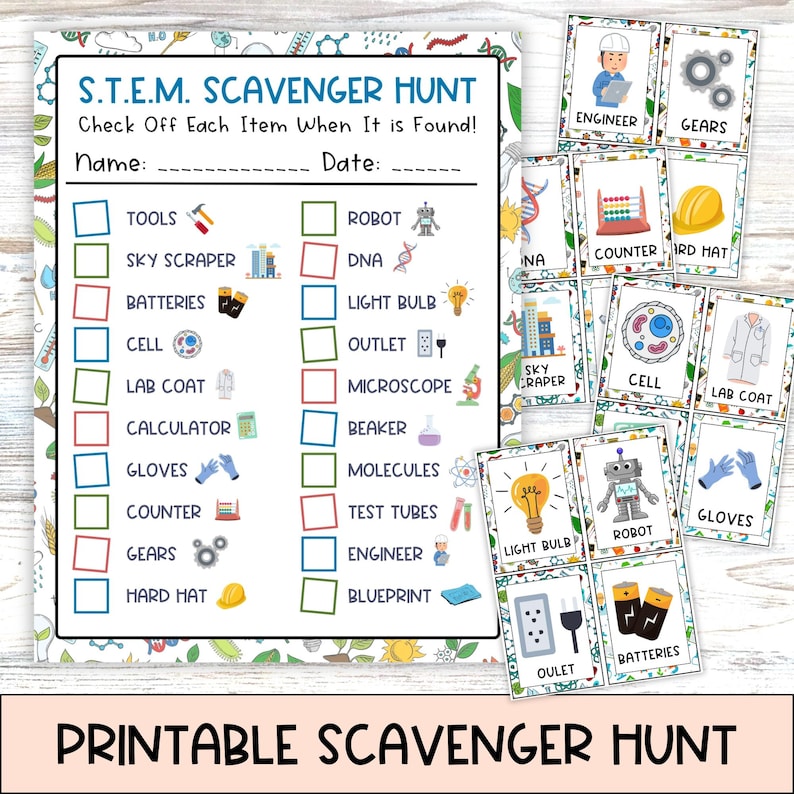 STEM Scavenger Hunt, Science Technology Engineering Math, Birthday ...