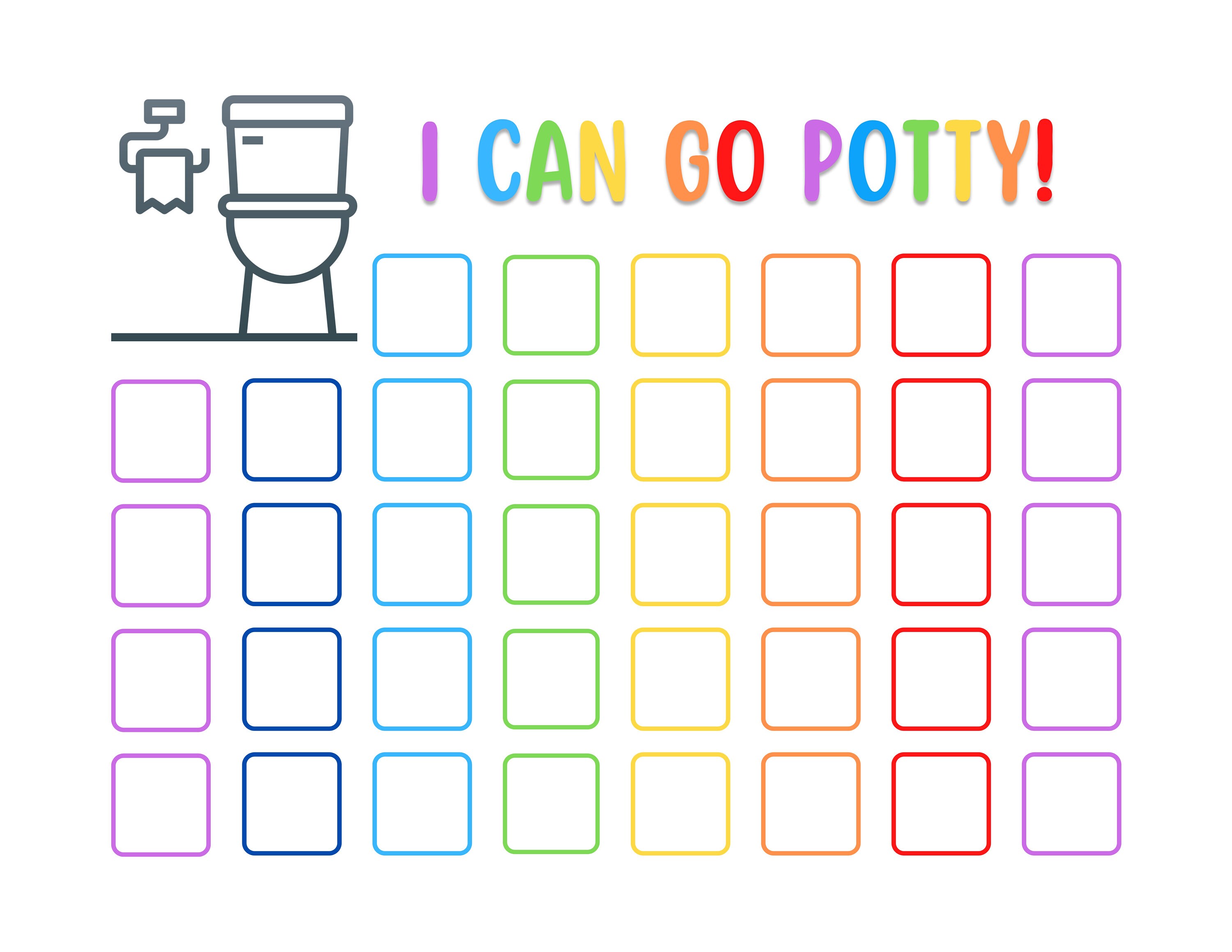 Potty Training Sticker Chart, Toddlers Rainbow Reward System, Printable ...