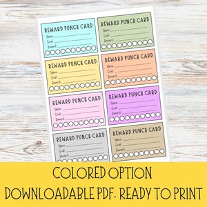 Reward Punch Card for Kid Printable Sticker Card for Good Behavior in ...