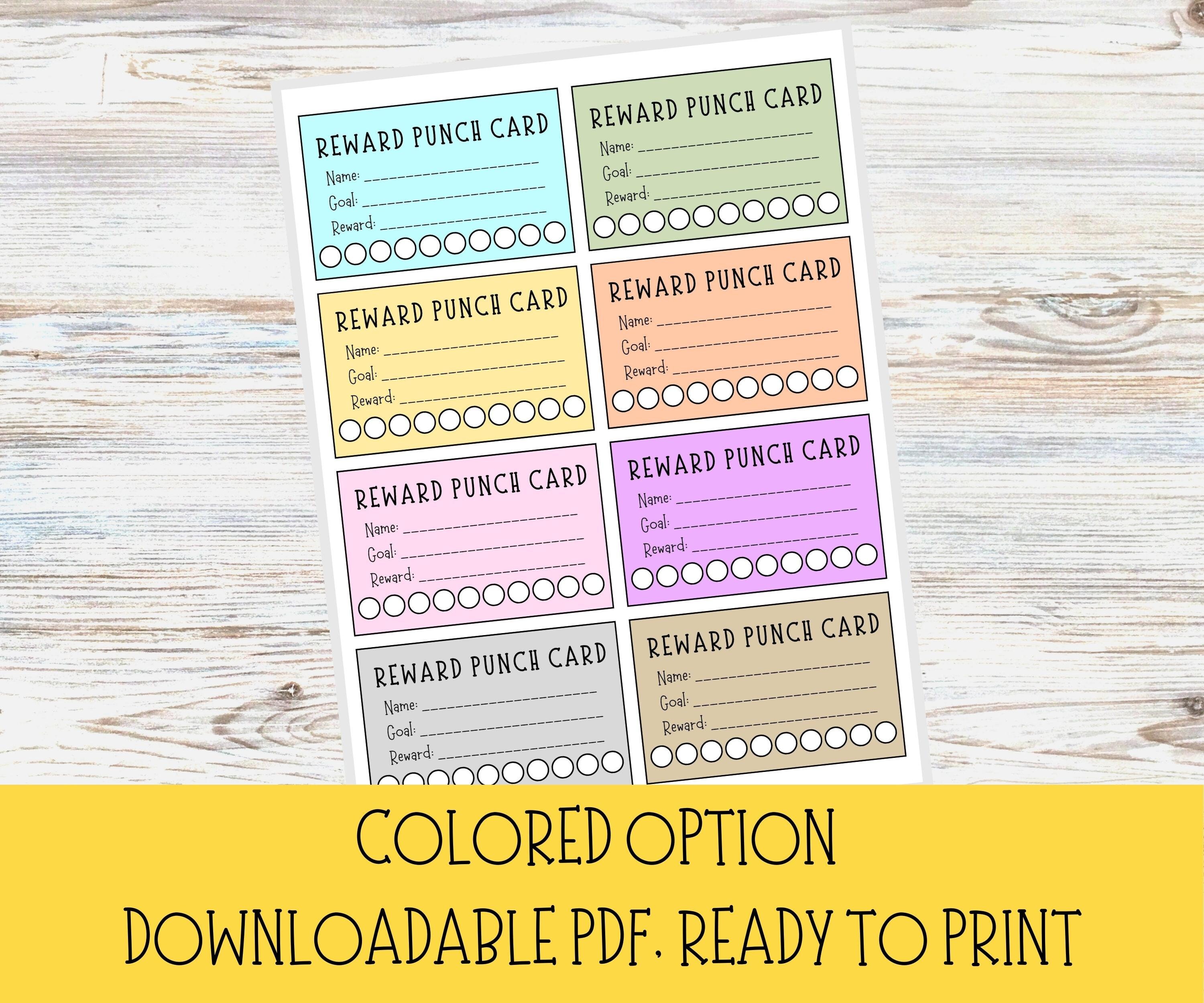 Reward Punch Card for Kid Printable Sticker Card for Good Behavior in ...