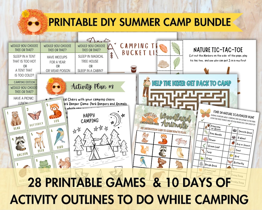 DIY Summer Camp Printable Camping Activities Things to Do While Camping ...
