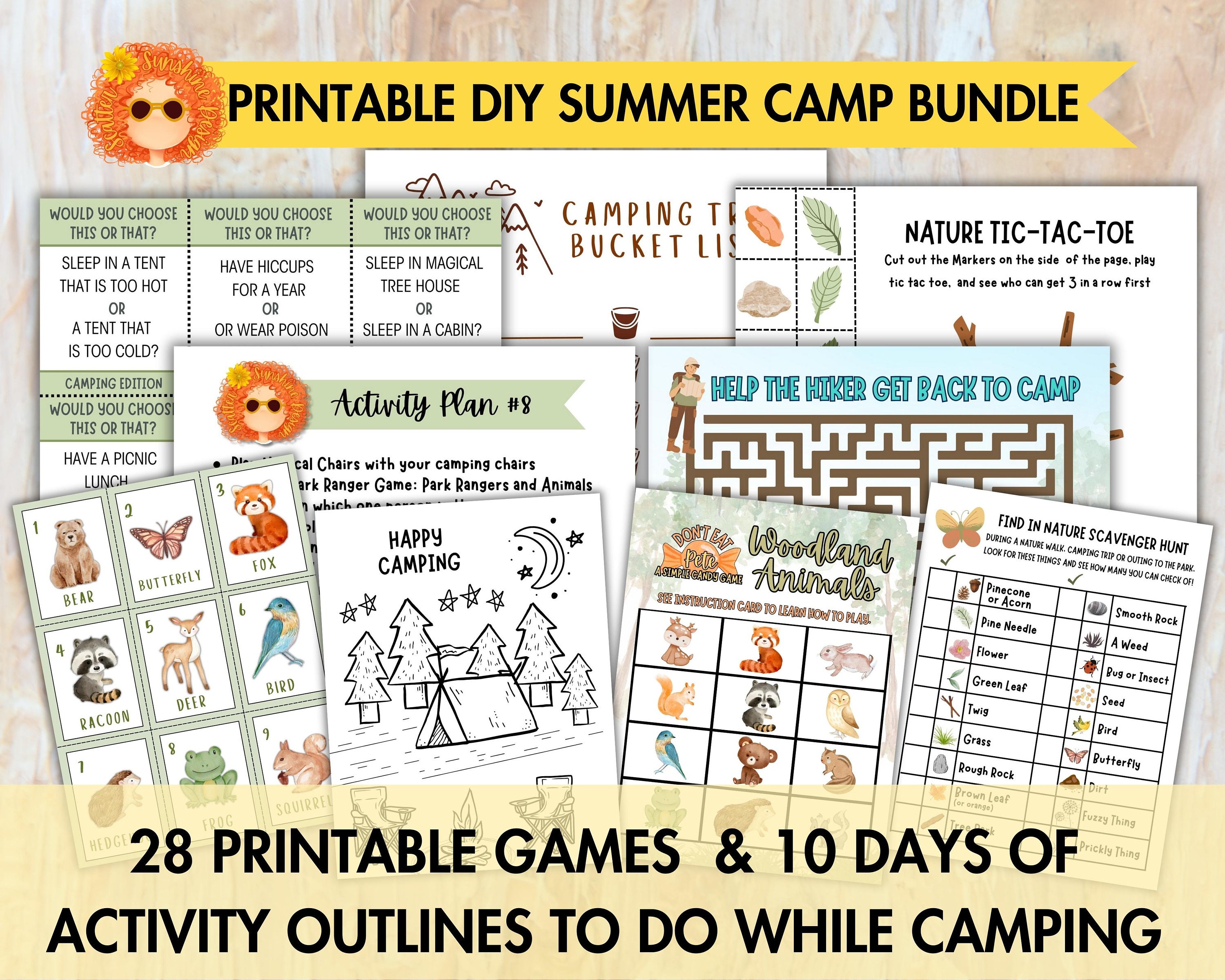 DIY Summer Camp Printable Camping Activities Things to Do While Camping ...