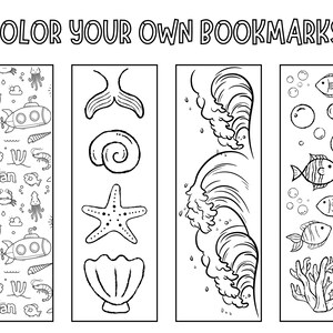 Ocean Bookmark Set Printable, Under the Sea Creatures Coloring Page ...