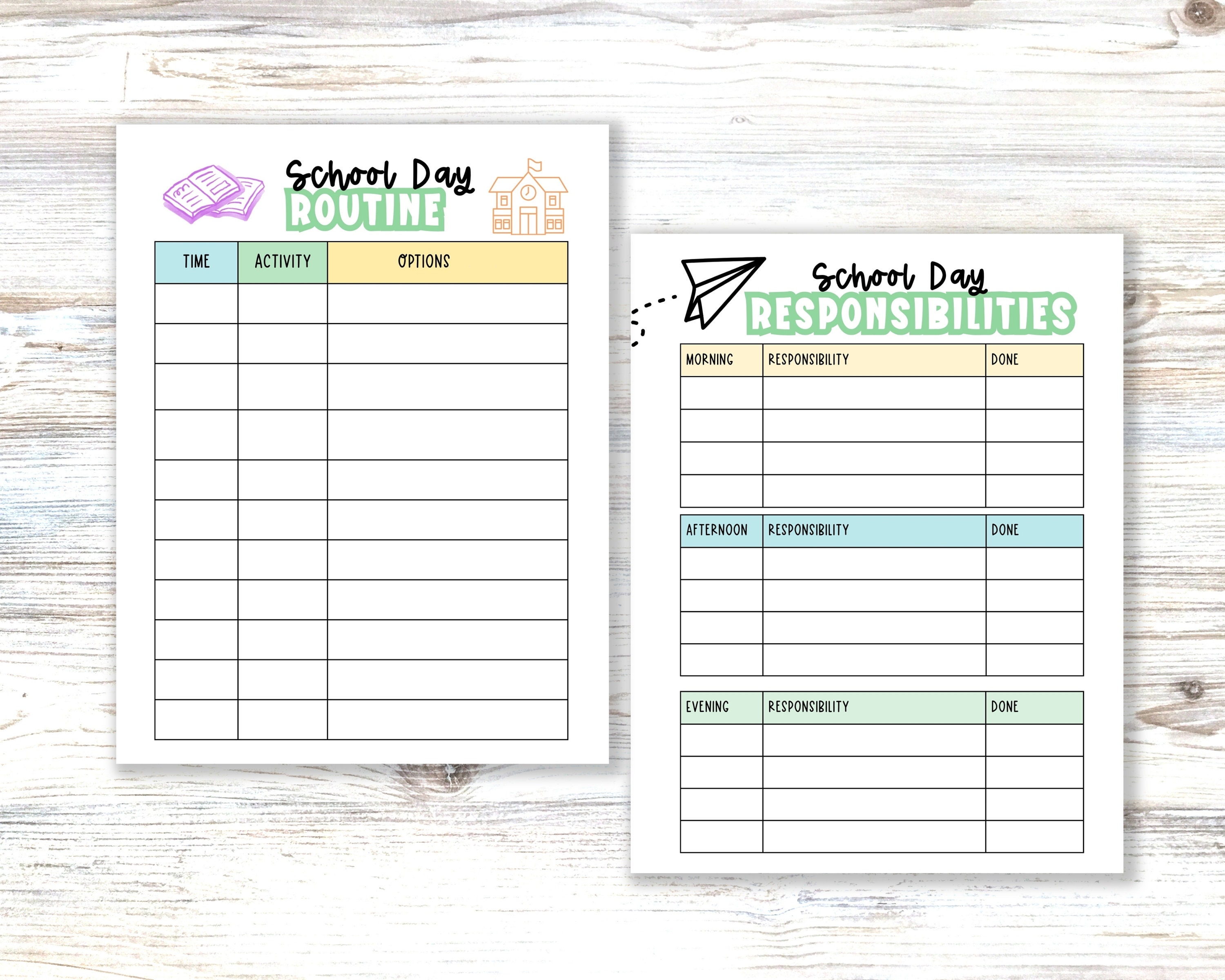 Responsibility Chart for Kids Daily Schedule Editable Template, 4 ...