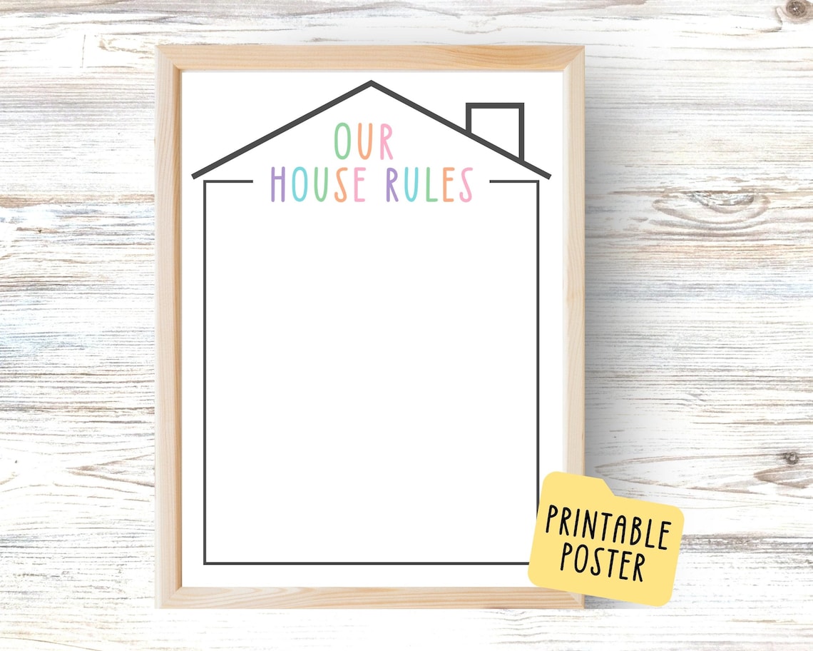 Editable House Rules Chart for Kids and Families Household - Etsy