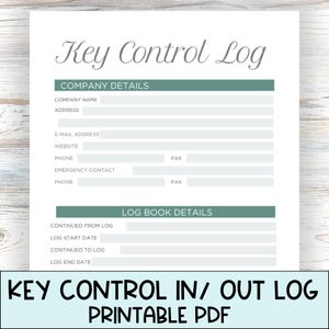 Key Tracker Form, Printable Log for Property Management, Landlord Forms ...