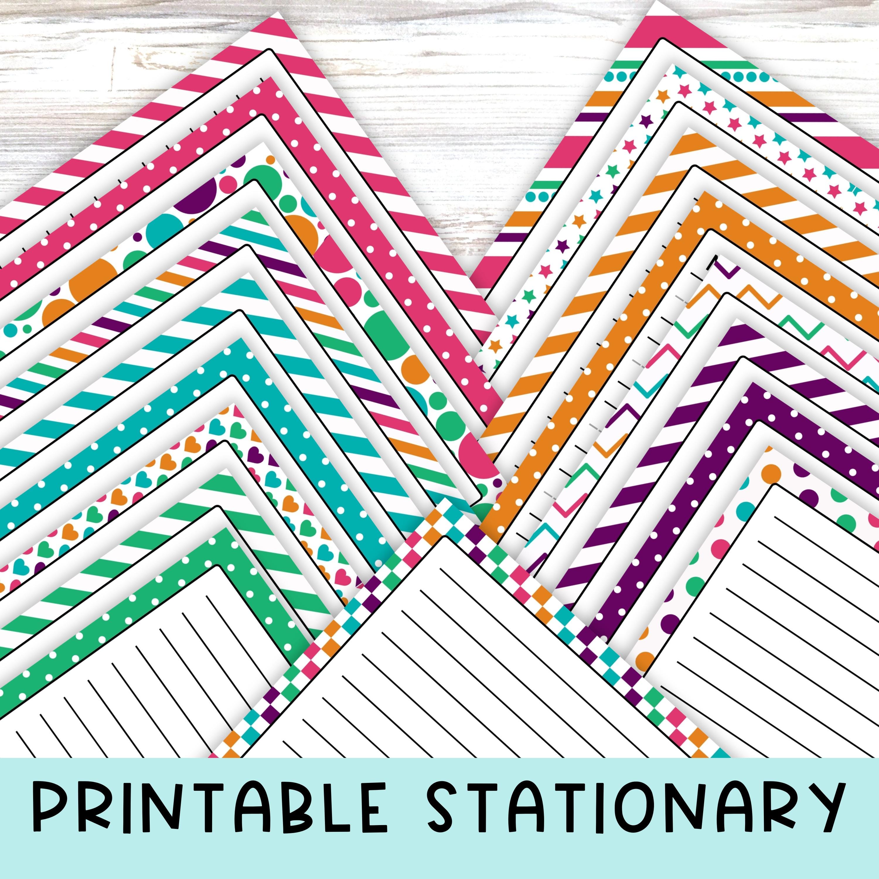Colorful Stationary Set Fun Printable Lined Junk Letter Journal Pages ...
