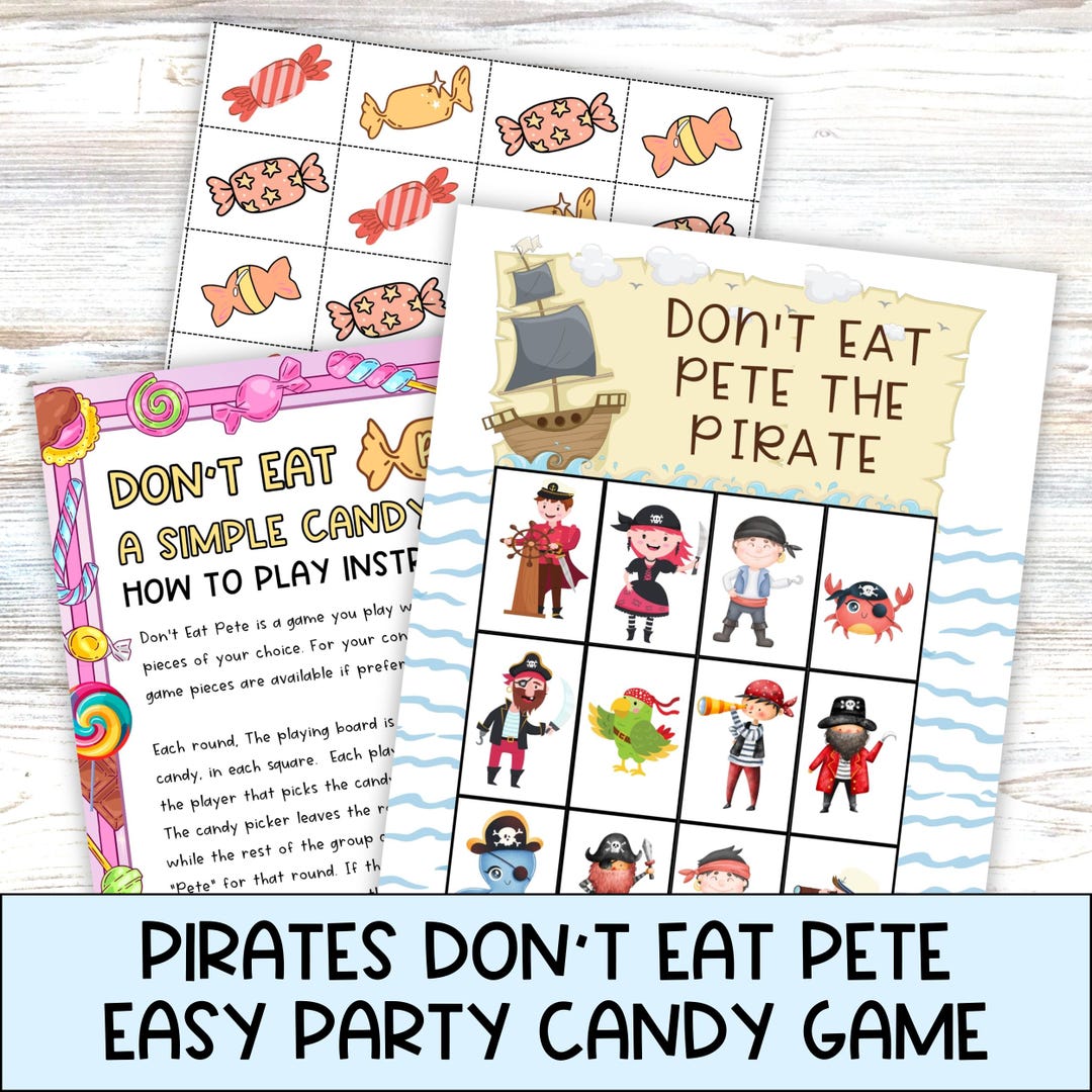 Don't Eat Pete, Pirate and Mermaid Bundle, Easy Candy Party Board Games ...