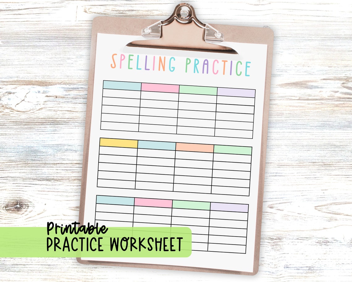 Spelling Practice Printable Worksheet Spelling Words Sheet Sight Word ...
