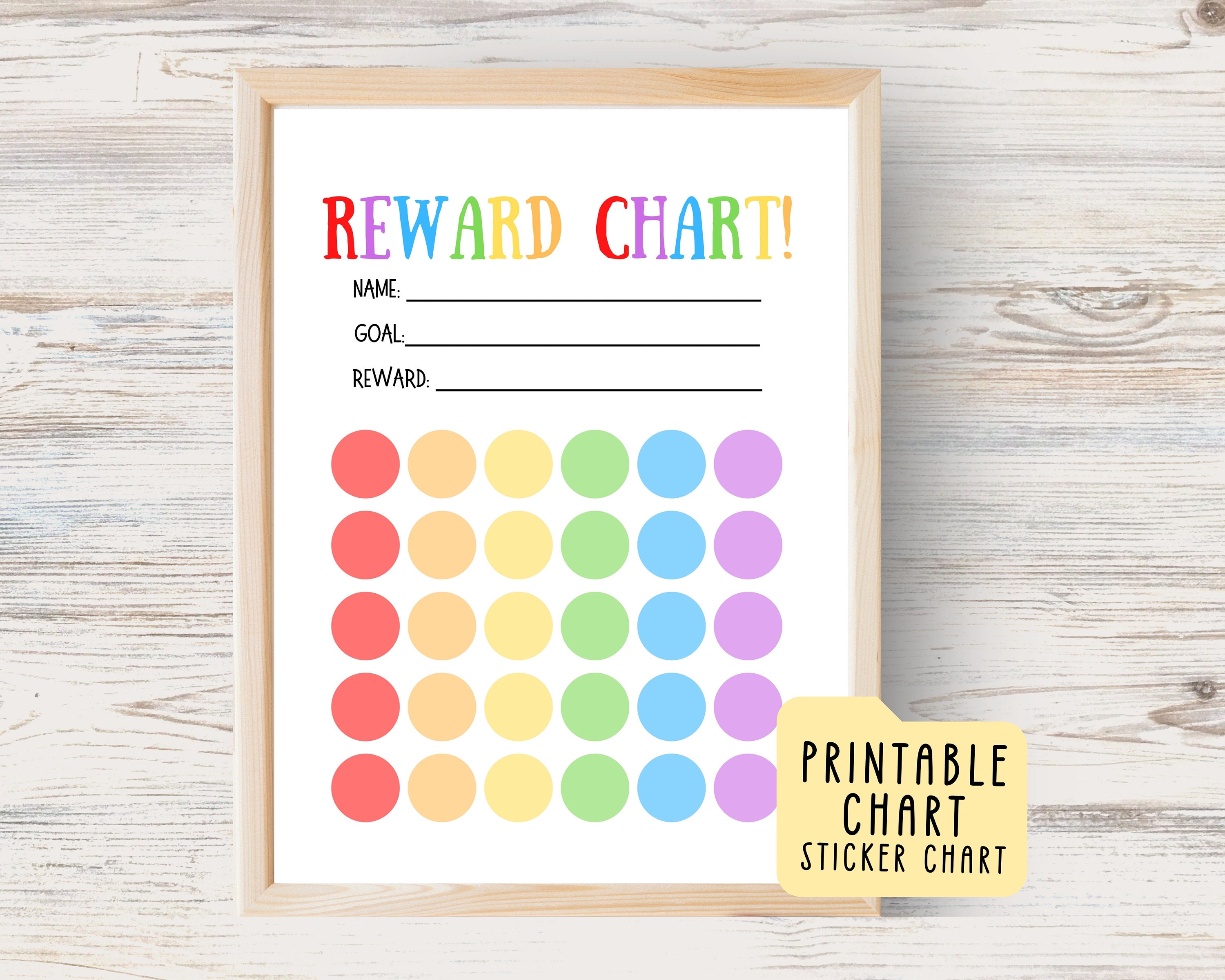 Printable Rainbow Reward Chart for Kid Sticker Chart Positive Behavior ...