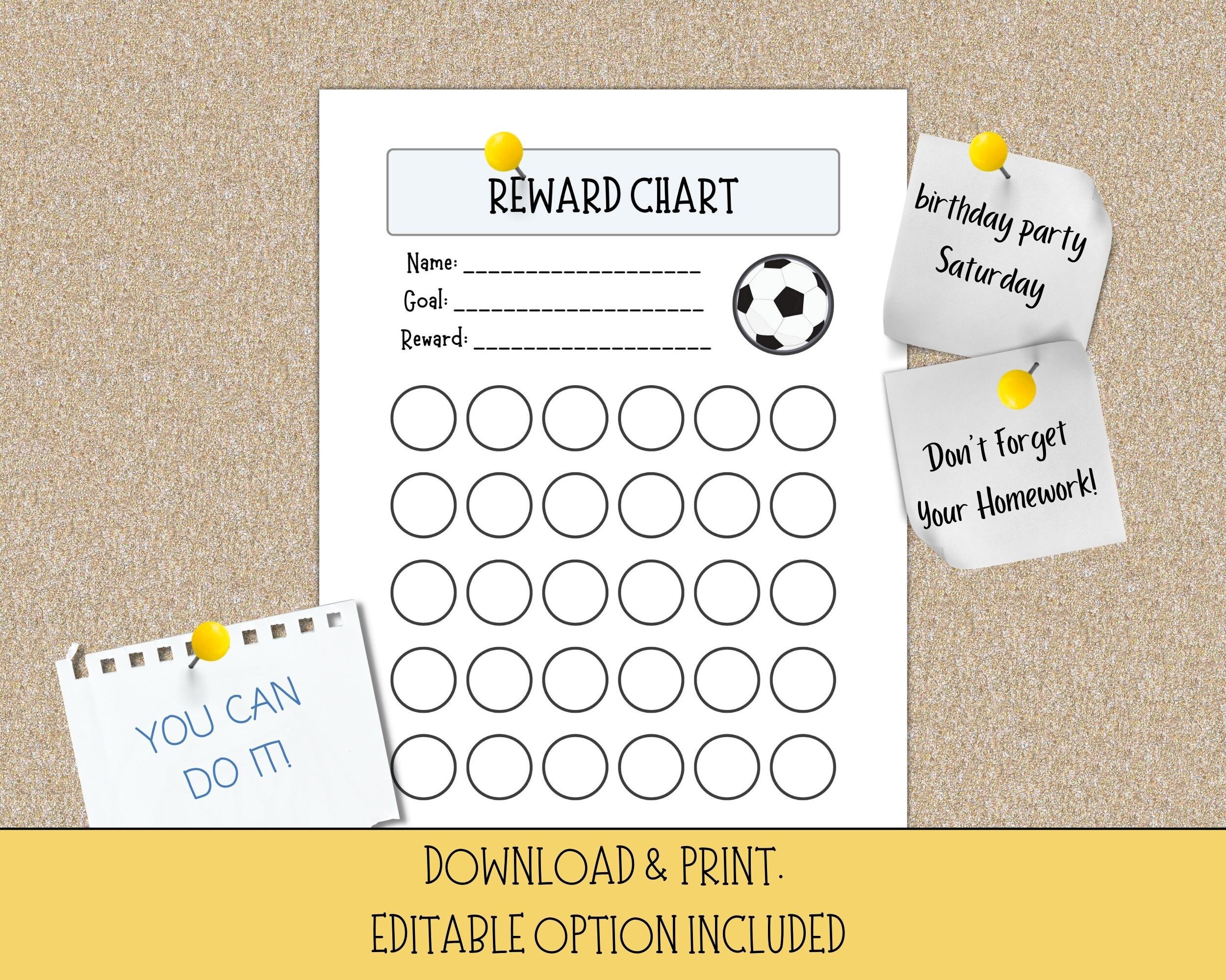 Editable Reward Chart for Kid Sticker Chart for Positive - Etsy