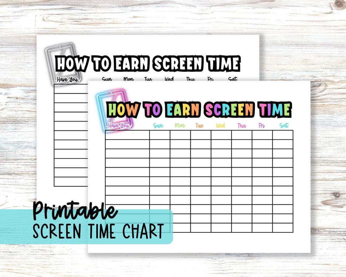 Earn Screen Time Sticker Chart, Good Behavior Checklist, Weekly Routine ...