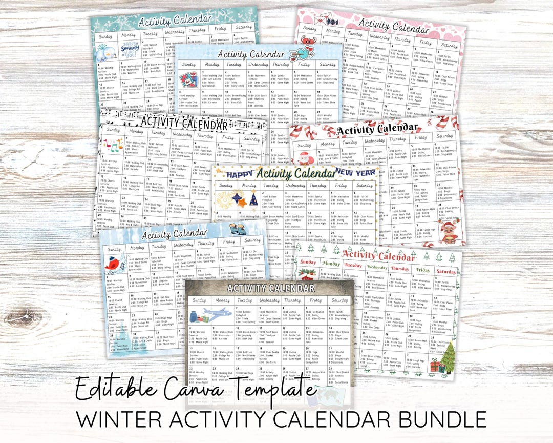 Activity Calendar Canva Template for Recreation Director, Bulletin ...
