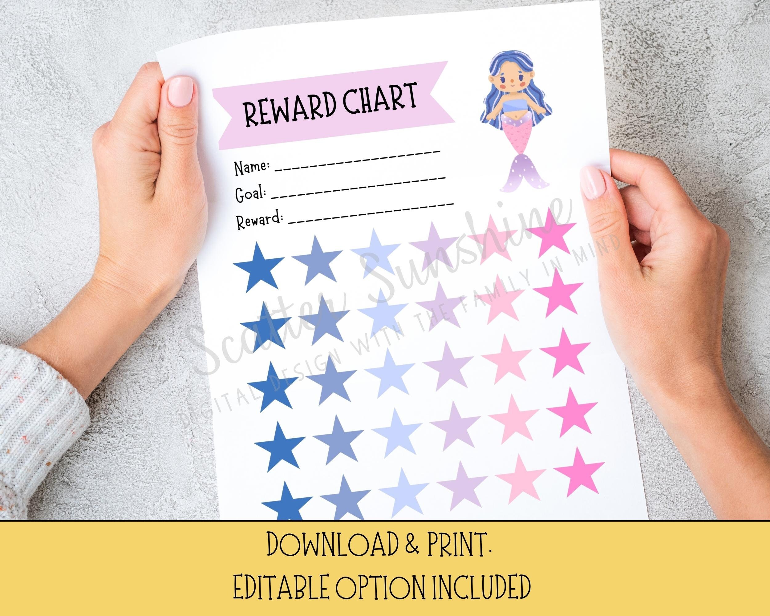 Editable Reward Chart for Kid Sticker Chart Positive Behavior Toddler ...