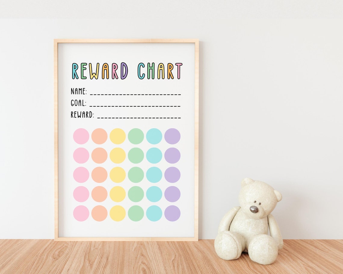 Printable Rainbow Reward Chart for Kid Sticker Chart Positive Behavior ...