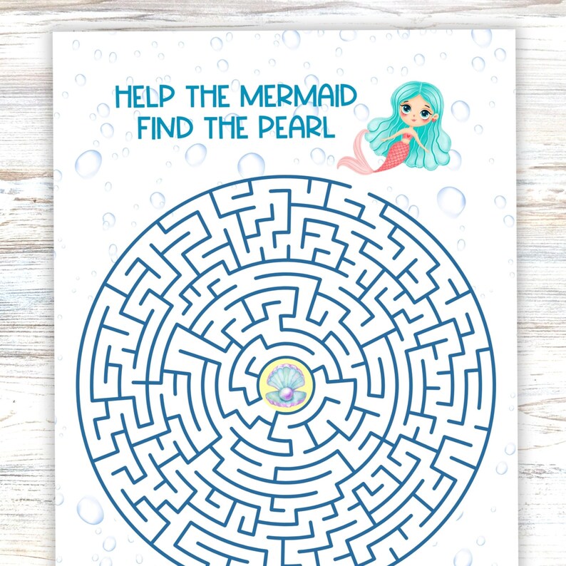 Sea Creatures Printable Mazes Set, Ocean Animal Under the Sea Birthday ...