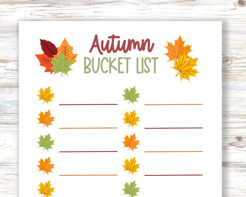 Seasonal Bucket List for Kids and Families, Printable Blank Bucket List ...