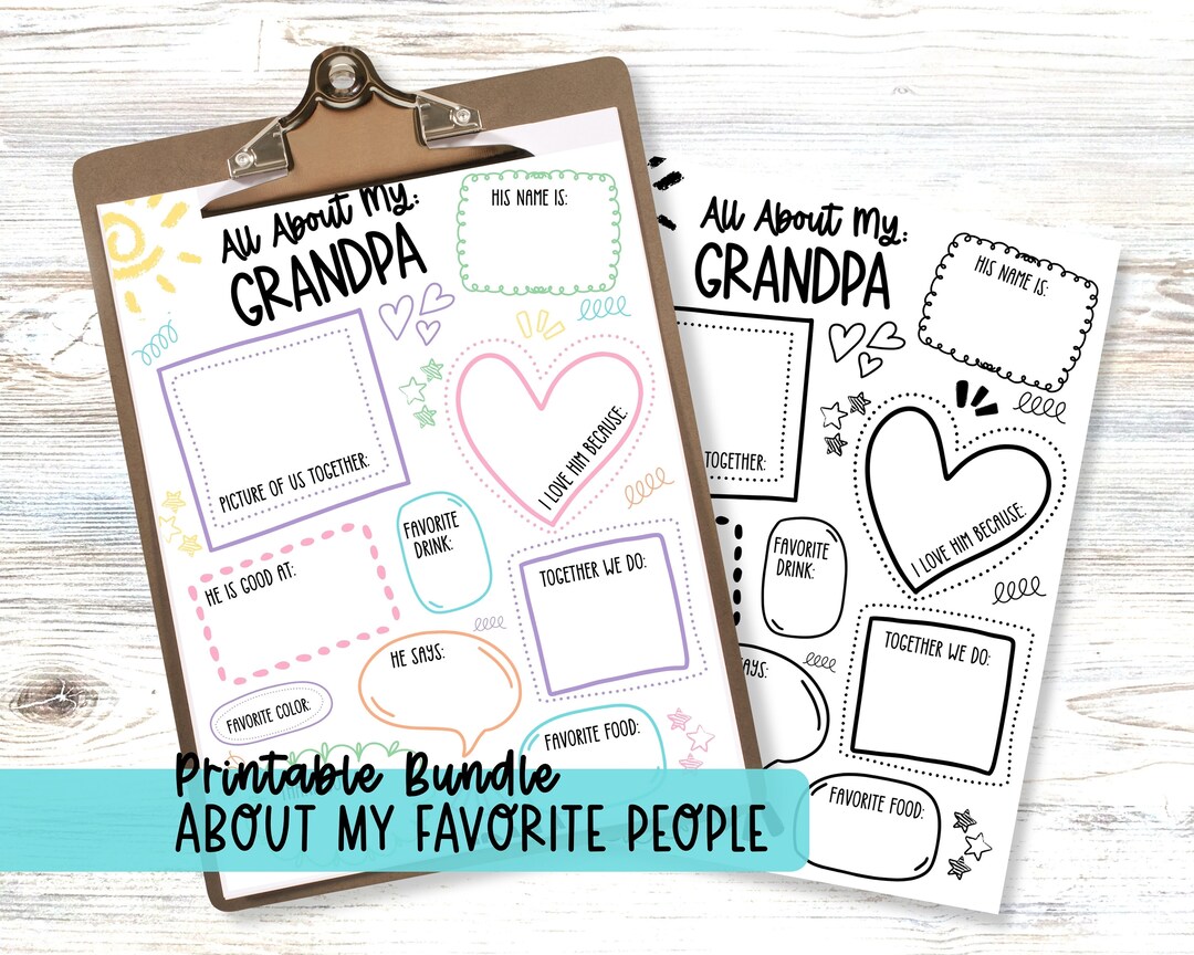 All About Grandpa And-or My Favorite People Printable Gift Bundle ...