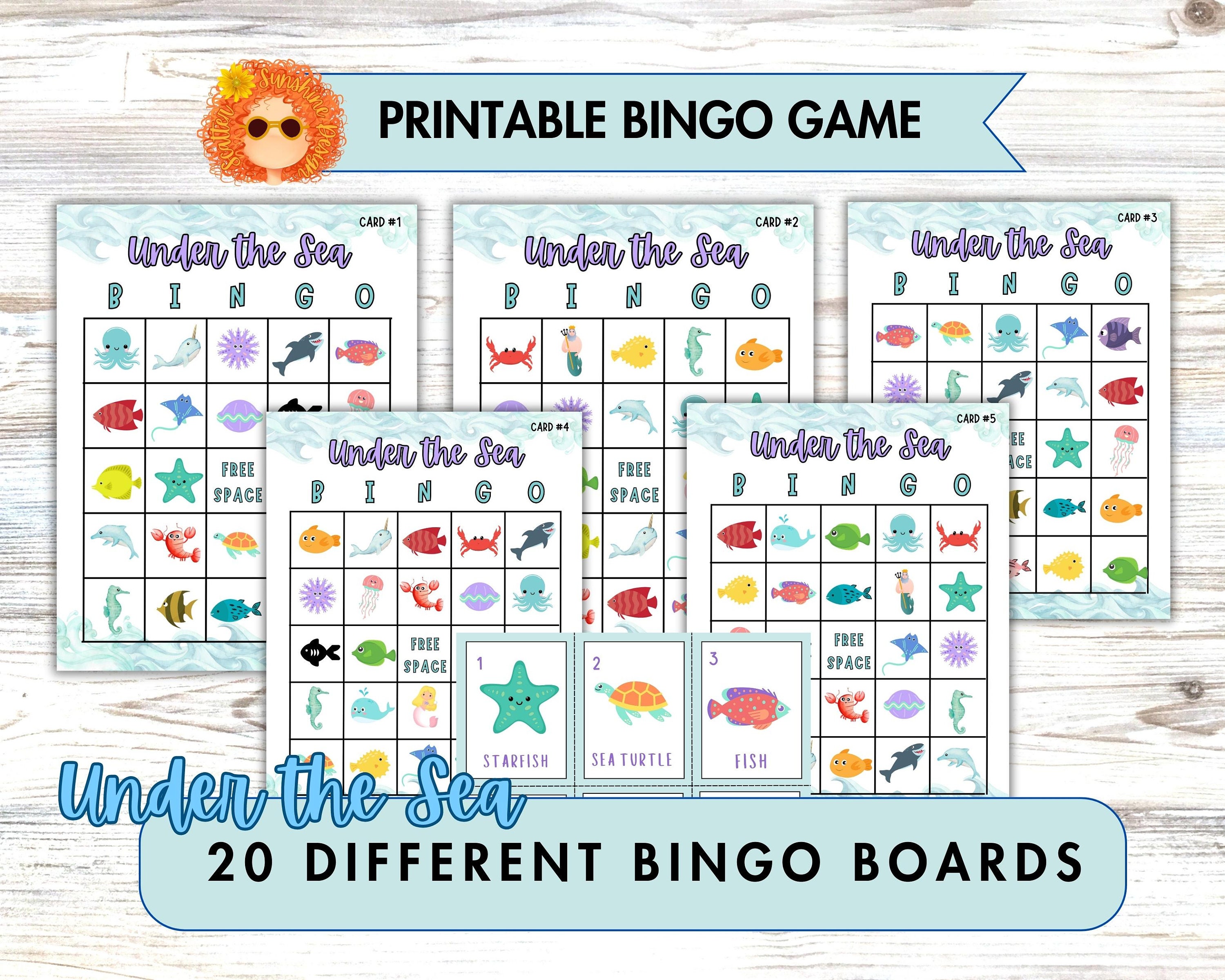 Printable Bingo Game and Calling Card Deck Ocean Activity Bundle for ...
