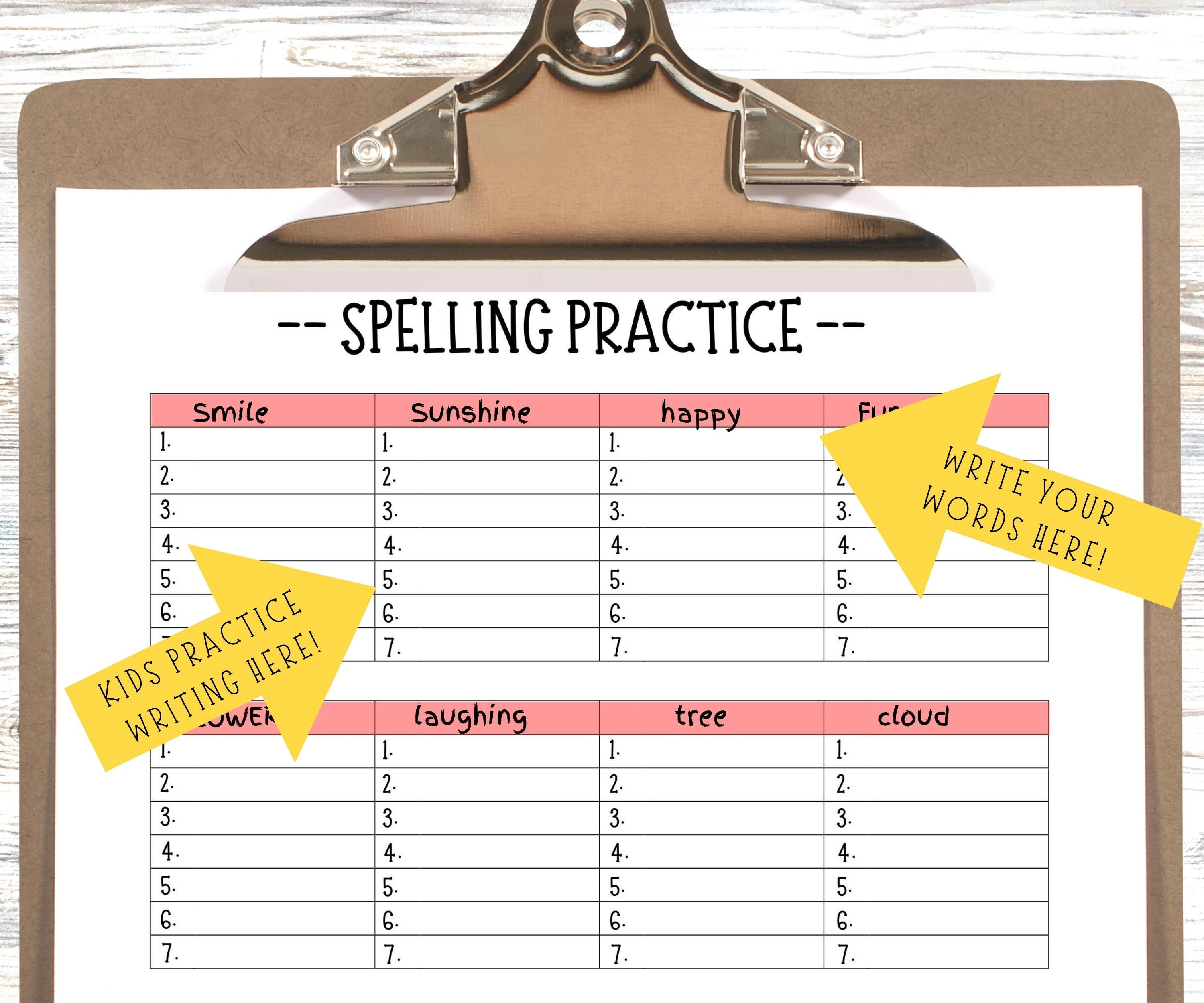 Spelling Practice Printable Worksheet Spelling Words Sheet Sight Word ...