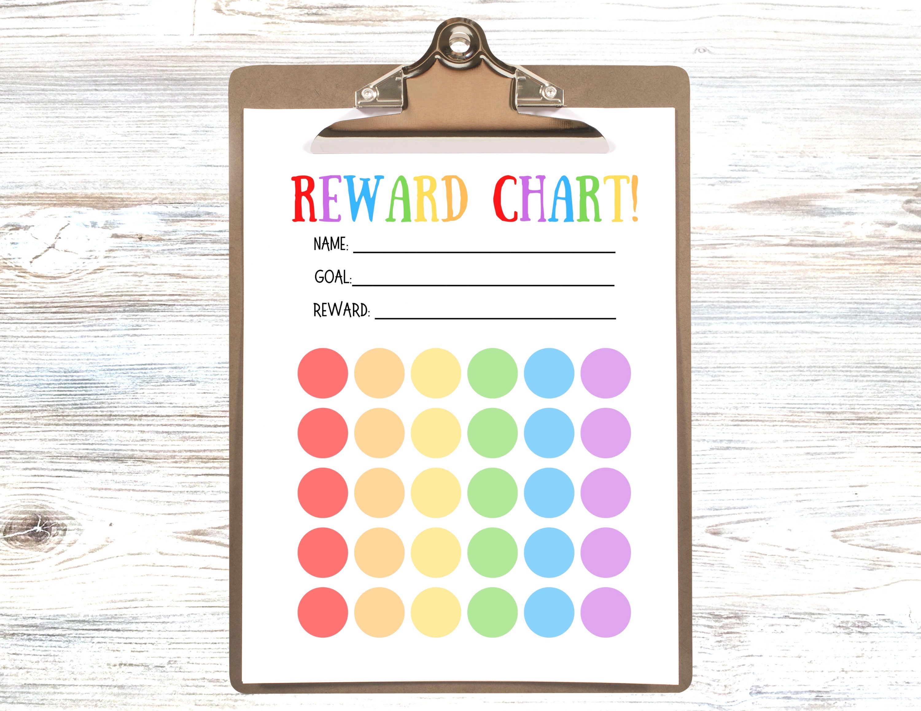 Printable Rainbow Reward Chart for Kid Sticker Chart Positive Behavior ...