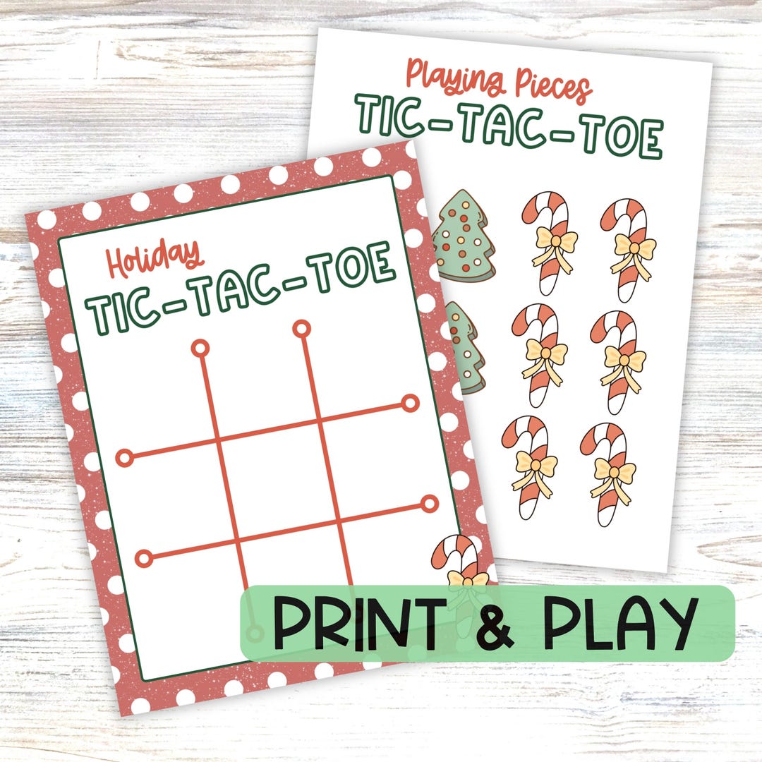Tic Tac Toe Christmas Activity Printable Game, DIY Easy 2 Player Party ...